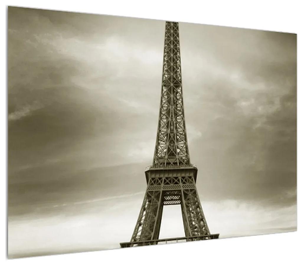 Obraz Eiffelovy věže a růžového auta (100x70 cm)
