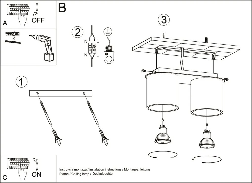 Sollux Lighting Stropní svítidlo ORBIS 2 šedé