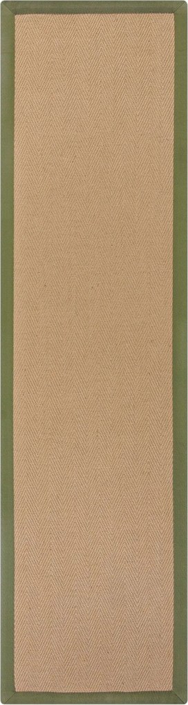 Flair Rugs, Běhoun Herringbone Border Kira Green, 60x230, béžová, chodba / předsíň