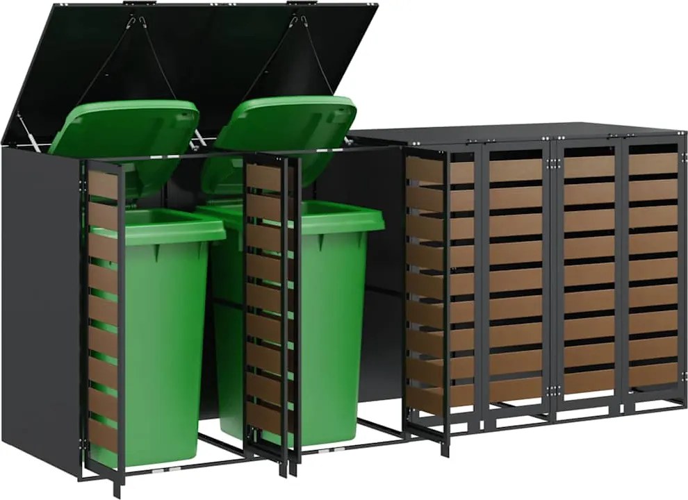 Úložný box na 3 popelnice Ocel Antracit 3394770