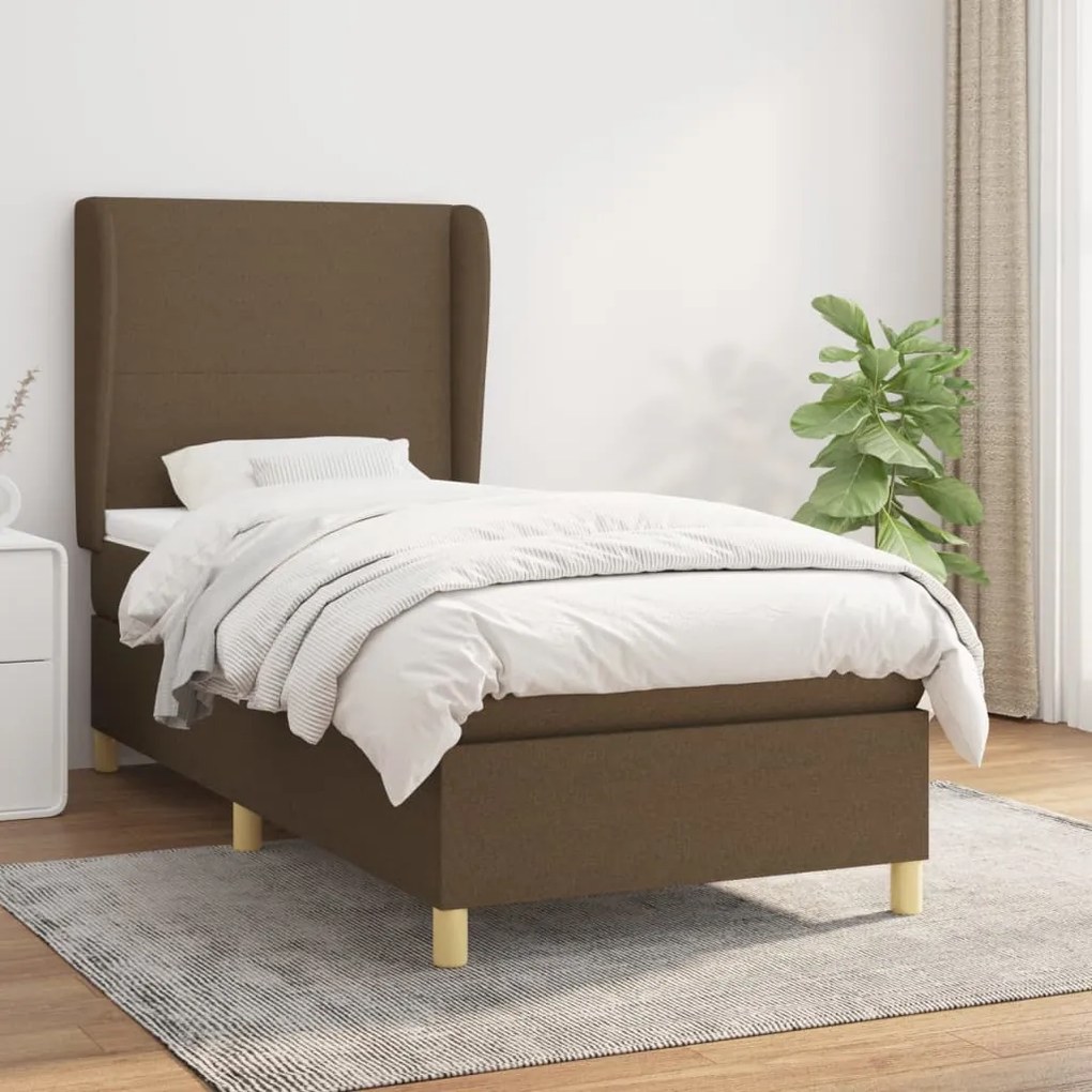 Box spring postel s matrací tmavě hnědá 80x200 cm textil 3128320