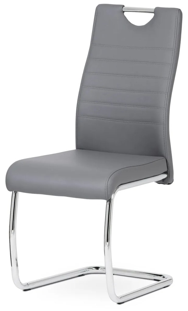 Jídelní židle koženka šedá / chrom Autronic DCL-418 GREY