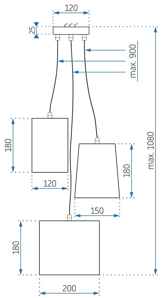 Toolight Moderní stropní svítidlo APP971-3cp Mix barev