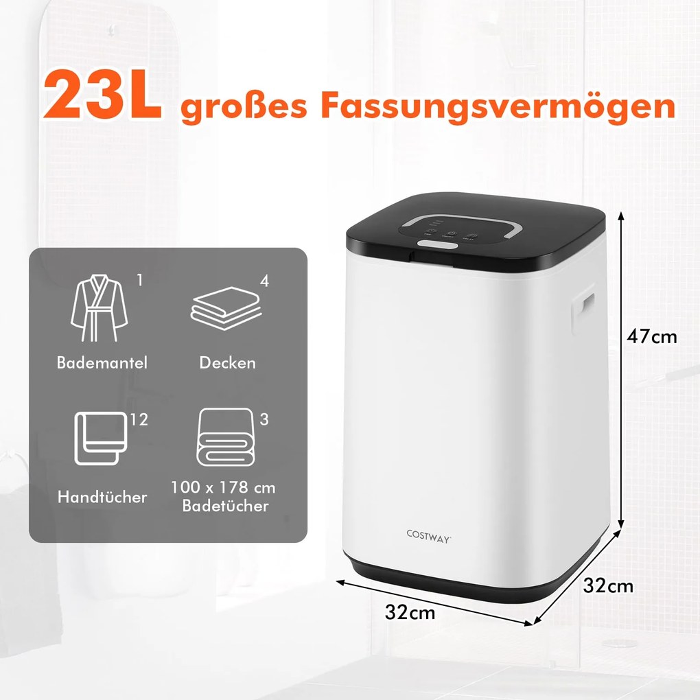 Costway Ohřívač ručníků 23 L nádoba na ohřev ručníků s bílou kontrolkou doby