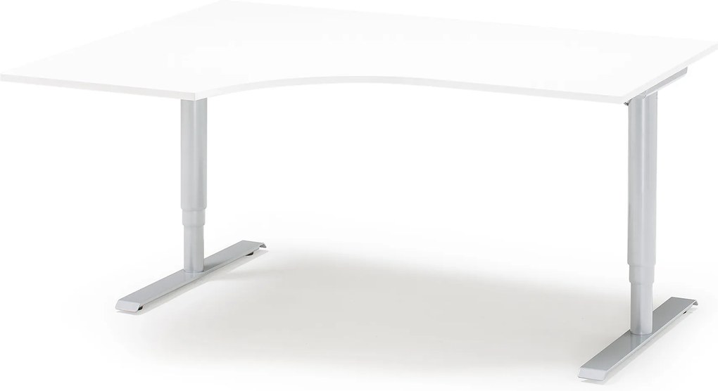 AJ Produkty Rohový stůl Adeptus, levý, 1800x1200 mm, bílá, stříbrná