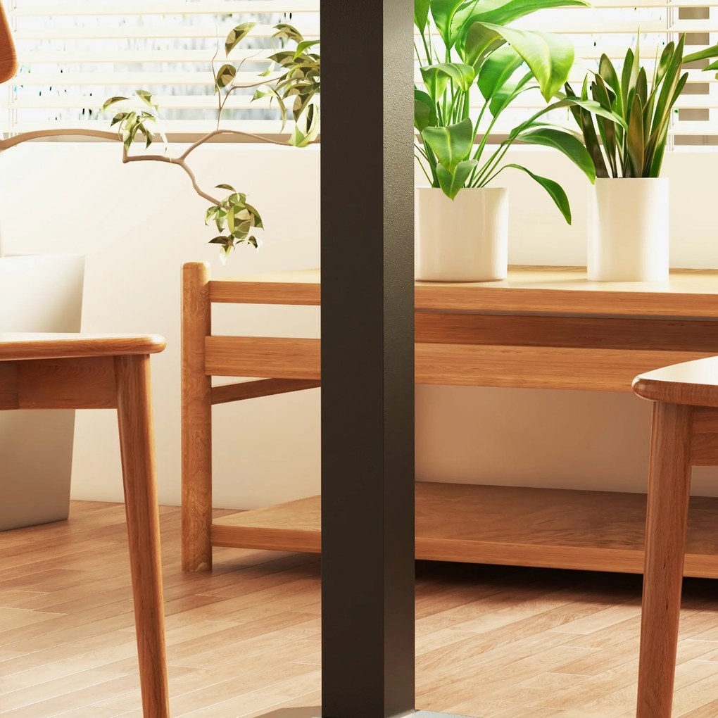 HOMCOM jídelní stůl 70 × 70 cm pro 2 osoby — deska s dekorem dřeva, černý ocelový podstavec, tmavě hnědý