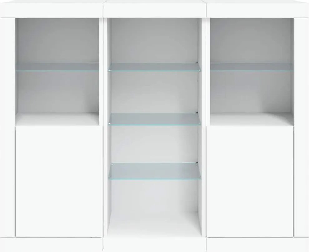 Příborníky s LED osvětlením 3 ks bílé kompozitní dřevo 3209121
