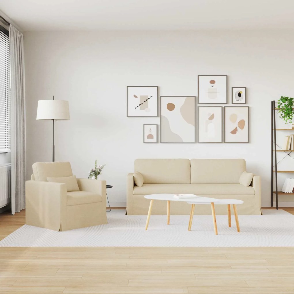 Set pohovek 2 ks Krémová textil 3407586