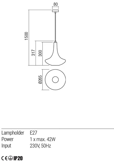 Redo Závěsné svítidlo Decanter Barva: Champagne