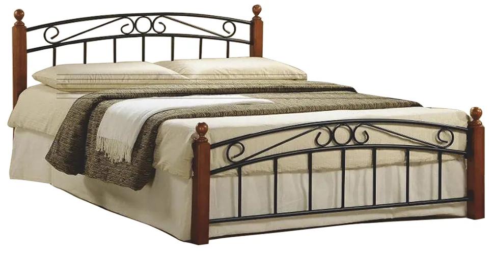 Kondela Manželská postel, třešeň/černý kov, 160x200, DOLORES