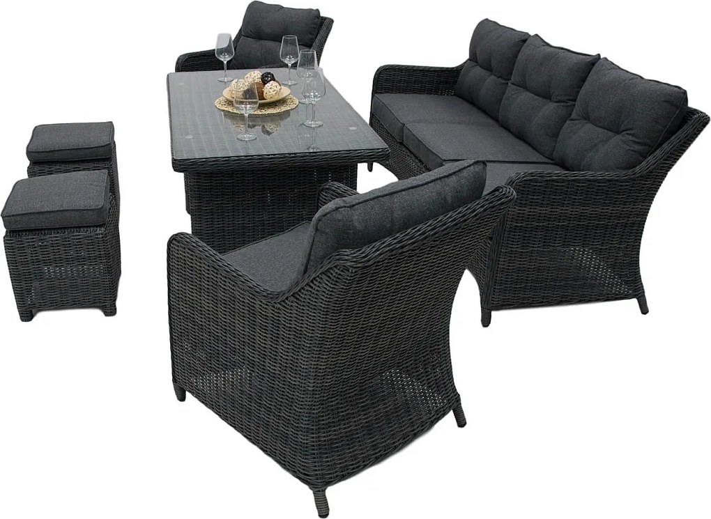 DEOKORK Ratanová sestava PAOLA antracit (polstry ZDARMA)