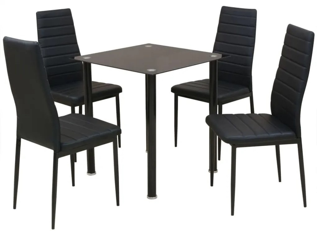 Pětidílný jídelní set stolu a židlí černý - Default Title