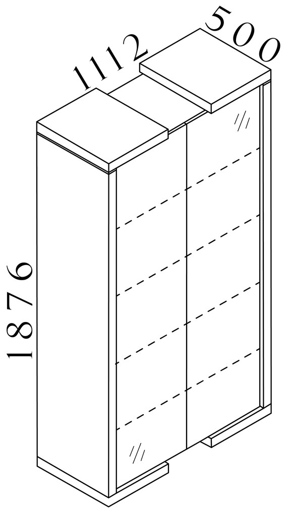 NABYTEK-DESIGNOVY.CZ - DL5105 - Manažerská skříň SOLID, 2 dvéřová, policová (5 pater polic v obou sekcích), výška 187,6cm, délka 111,2cm, jilm royal/bílá