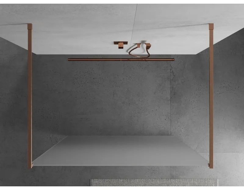 Mexen Kioto, sprchová zástěna Walk-In 120 x 200 cm, 8mm sklo námraza, měděný matný profil, 800-120-002-65-30