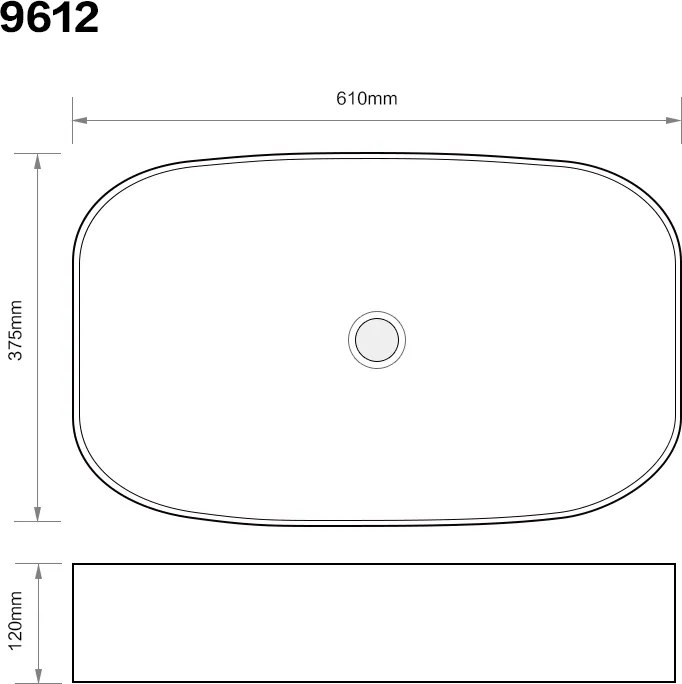 Erga Luella, umyvadlo na desku 610x375x120 mm, bílá lesklá, ERG-V03-9612-WH