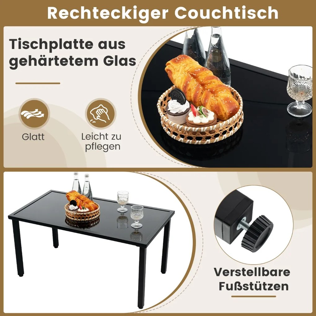 Costway 4 ks. Olyrattan Gartenmöbel Set inkl. 2 Stühlen a Bank a Tisch – černý