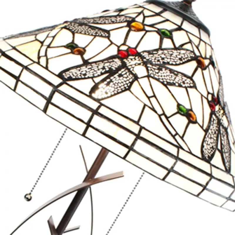 Stolní lampa Tiffany White Dragonfly – 41x69 cm