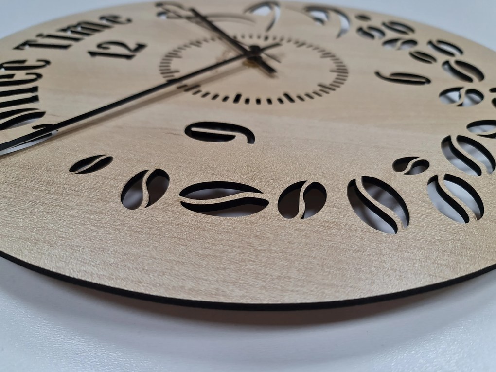 dřevo života Nástěnné hodiny COFFEE TIME Barevný vzor: Buk, Velikost hodin: 35x35