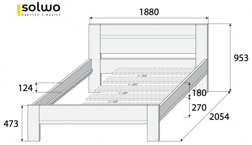 Masivní postel ALEXIA - Solwo Design Dřevo a odstín oleje: BUK Cink - Olej odstín BO103, Rozměr spací plochy: 140x200