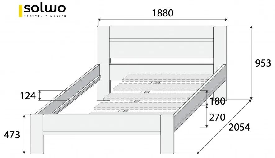 Masivní postel ALEXIA - Solwo Design Dřevo a odstín oleje: DUB Cink - Olej odstín DO206, Rozměr spací plochy: 240x200
