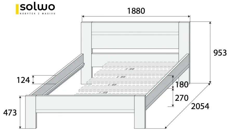 Masivní postel ALEXIA - Solwo Design Dřevo a odstín oleje: DUB Cink - Olejování přírodní, Rozměr spací plochy: 200x200