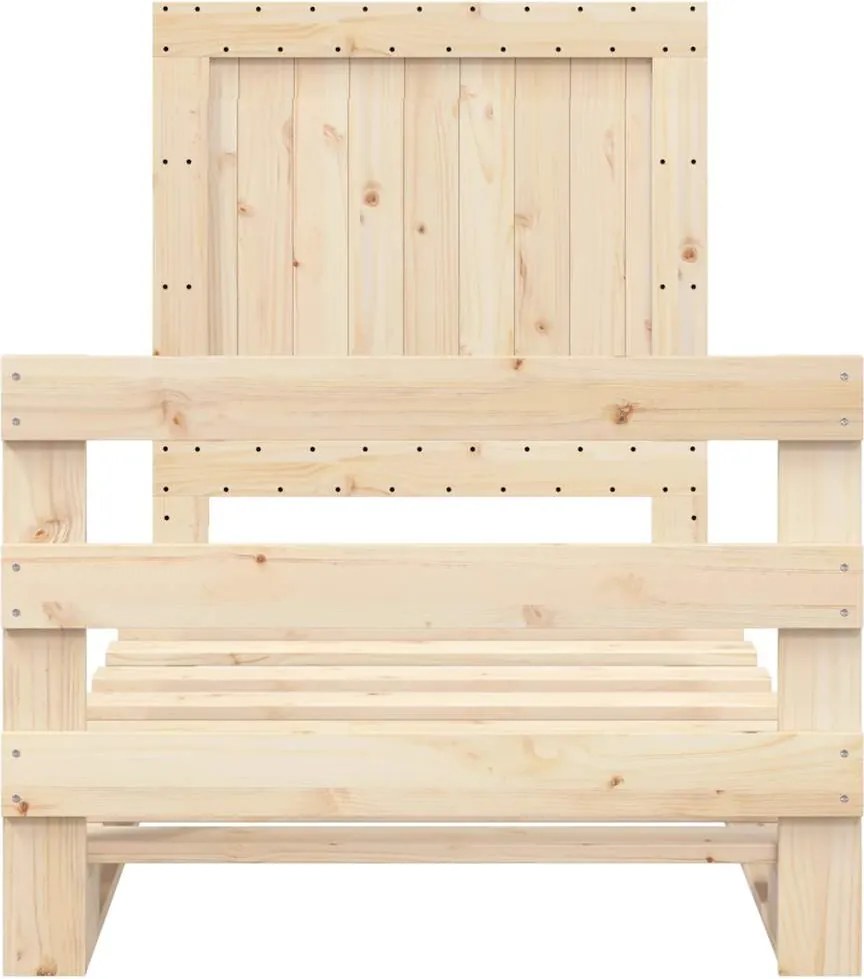 Rám postele s čelem 90 x 200 cm masivní borové dřevo 3281538
