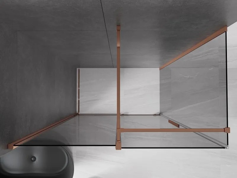 Mexen Velar, sprchový kout s posuvnými dveřmi 150 x 70 cm, 8mm šedé sklo, růžové zlato, 871-150-070-41-60