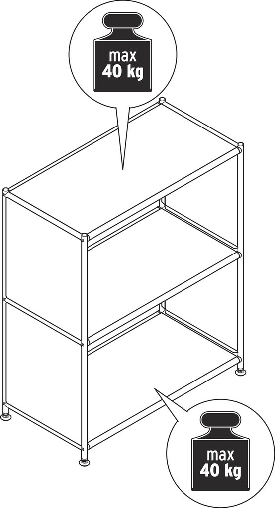 Tchibo - Kovový regál »Cn3« se 2 policemi - barva: bílá