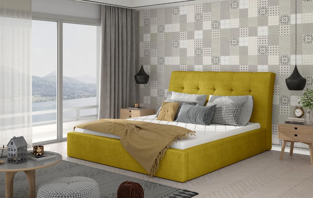 Eltap Čalouněná postel Inge Materiál a barva potahu: Monolith 48 - žlutá, Rozměry (cm): 160x200