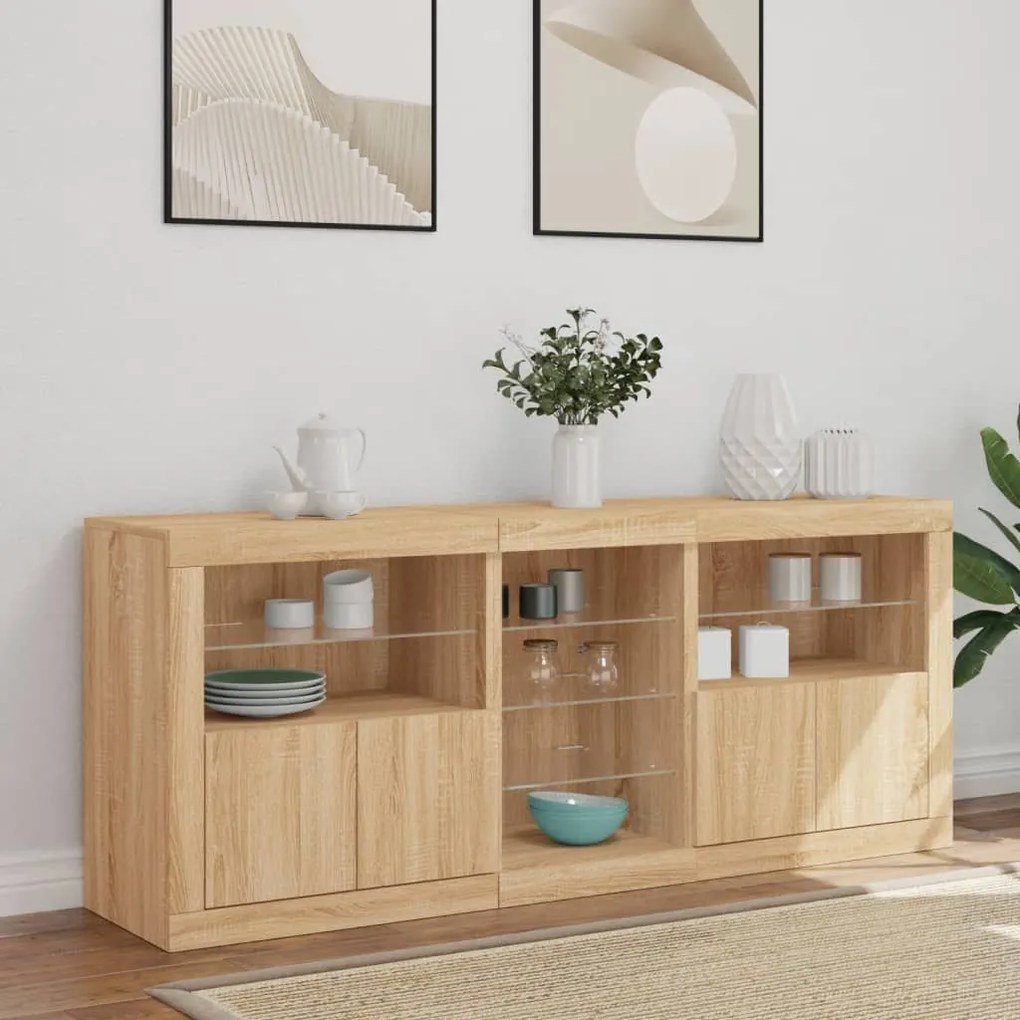 Příborník s LED osvětlením dub sonoma 162 x 37 x 67 cm 3209032