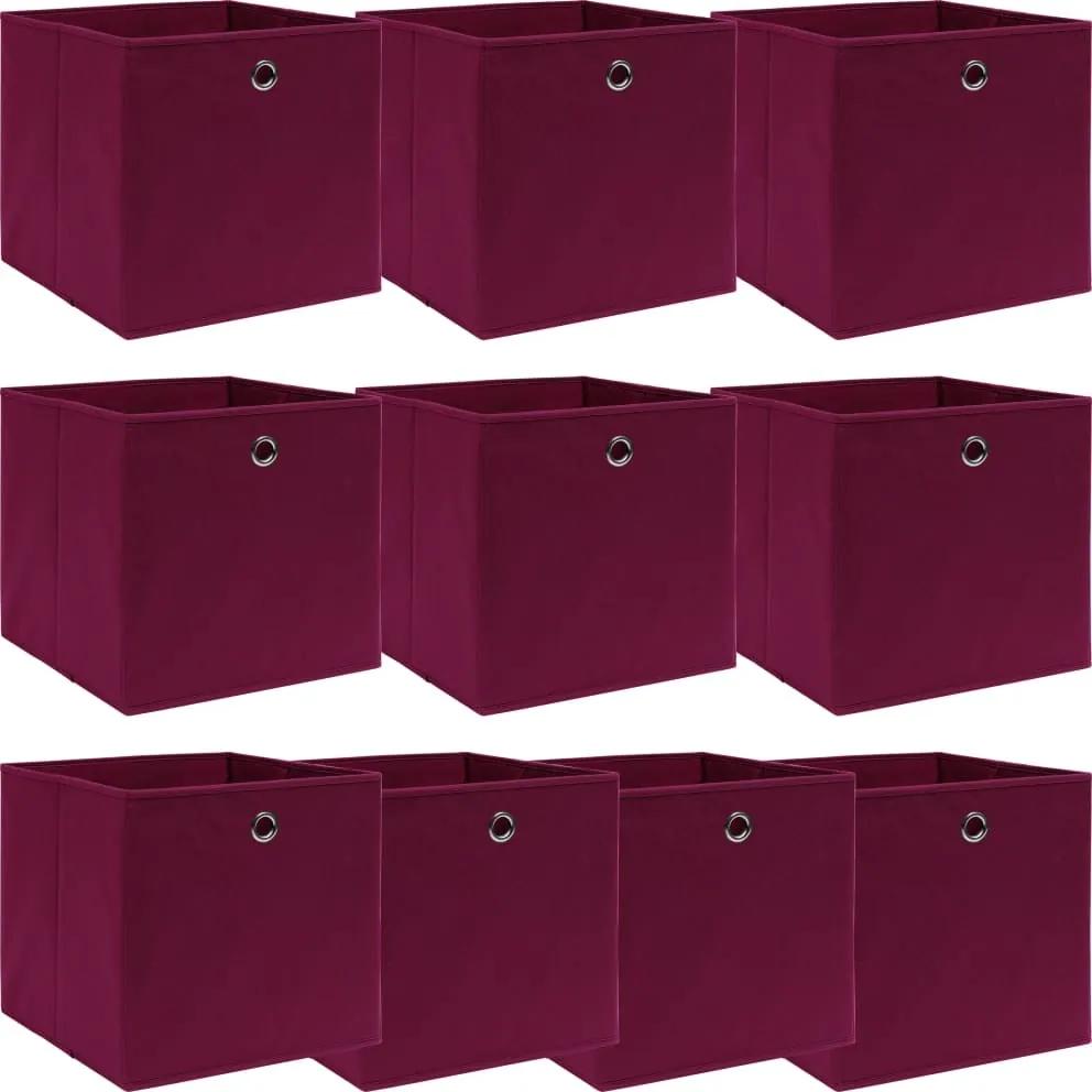 vidaXL Úložné boxy s víky 10 ks bledě modré 32 x 32 x 32 cm textil [288352] Barva: tmavě červená s víky