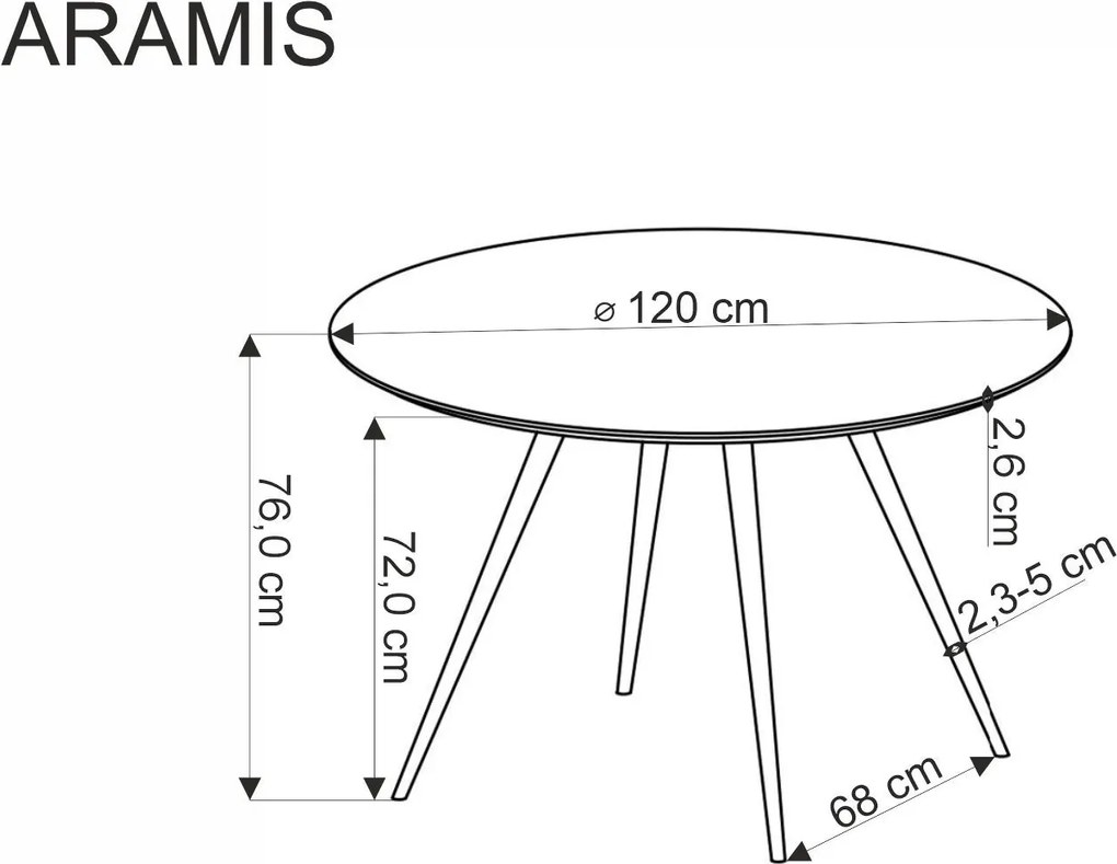 Jídelní stůl Aramis 120 cm terrazzo bílý
