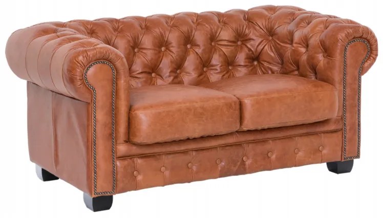 Dvoumístná pohovka z pravé kůže Chesterfield II
