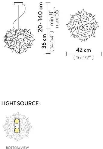 SLAMP VELSS00CTR01R00000EU Veli Couture Suspension, závěsné designové svítidlo s červeným kabelem, 2x12W E27, prům. 42cm