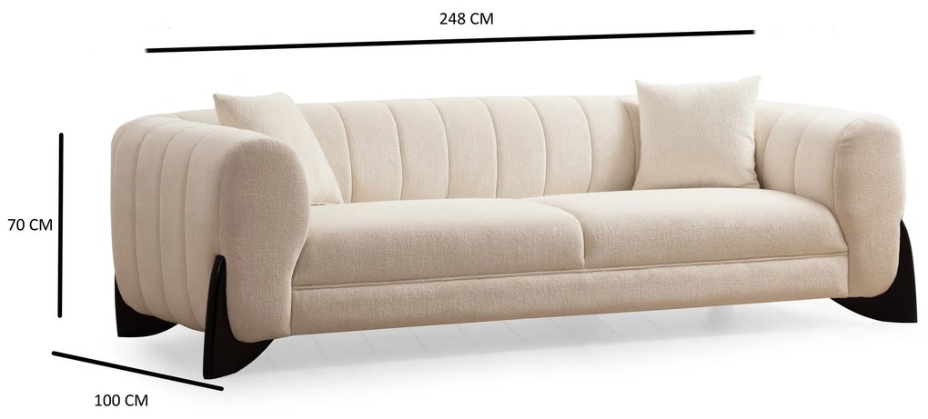 Hanah Home Třímístná pohovka SANDREO bílá 248 cm