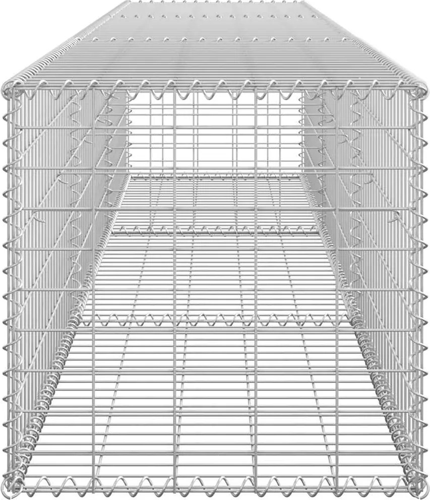 Gabionová zeď s víky z pozinkované oceli 300 x 50 x 50 cm 143591