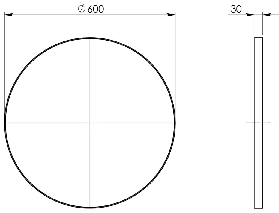 Gedy Zrcadlo kulaté v plastovém rámu ø 60cm, černá mat 6000