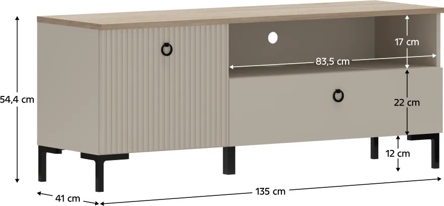Kondela TV stolek, šedohnědá Taupe/dub silverjack, DOMCA 1K1S