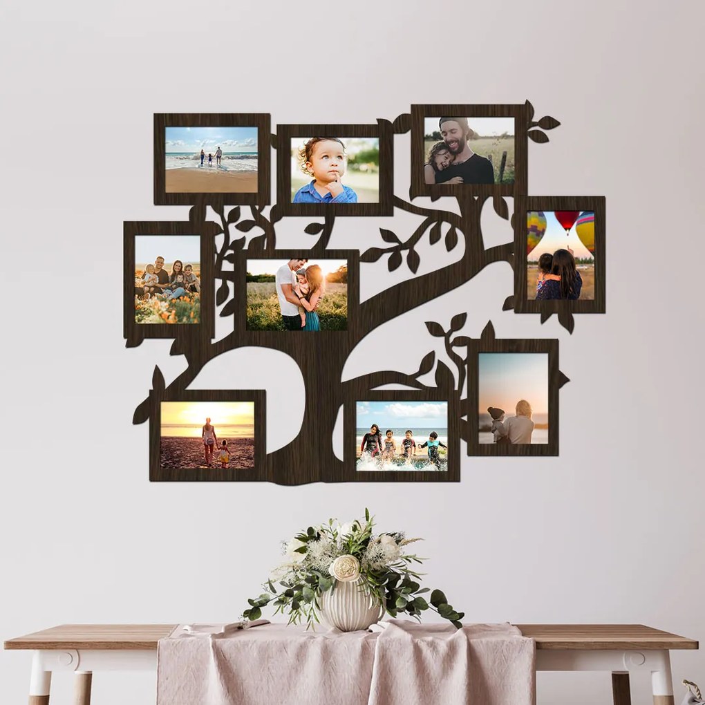 dřevo života Fotorámeček na zeď FAMILY Zvolte barvu dekoru: Antracitová, Zvolte velikost celého fotorámečku (cm): 96x76