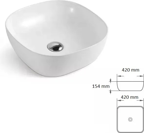 Gamma Kama, umyvadlo na desku 480x370x140 mm, bílá lesklá, GMA-UC-KAMA