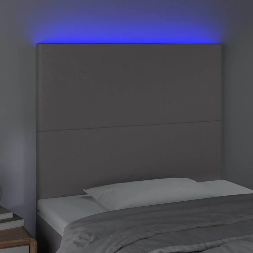 Čelo postele s LED šedé 90x5x118/128 cm umělá kůže 3122226