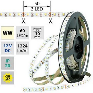 LED pásek McLED 12V teplá bílá CRI90 š=10mm IP20 14,4W/m 60LED/m SMD2835 ML-121.700.60.2