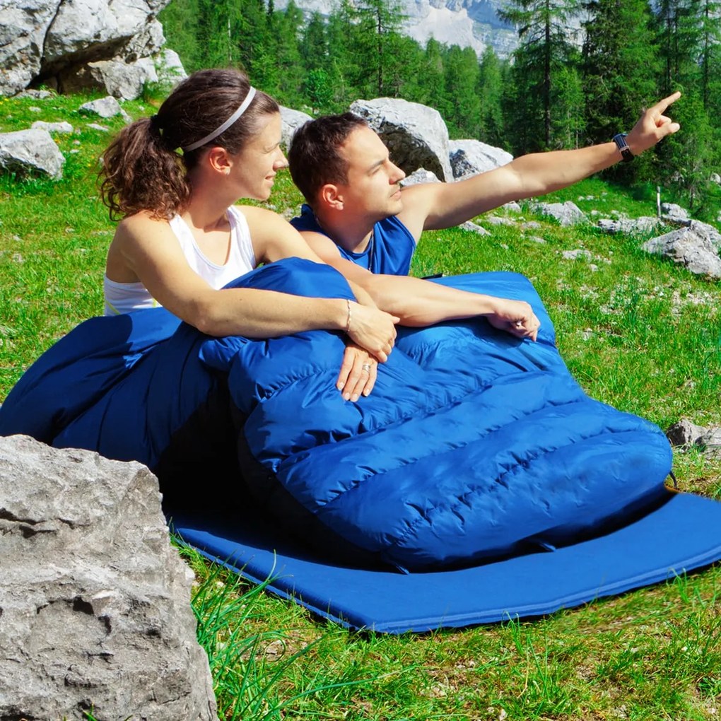 Costway Dvojitý spací pytel Goplus 2 People XL dekový spací pytel spací – modrý