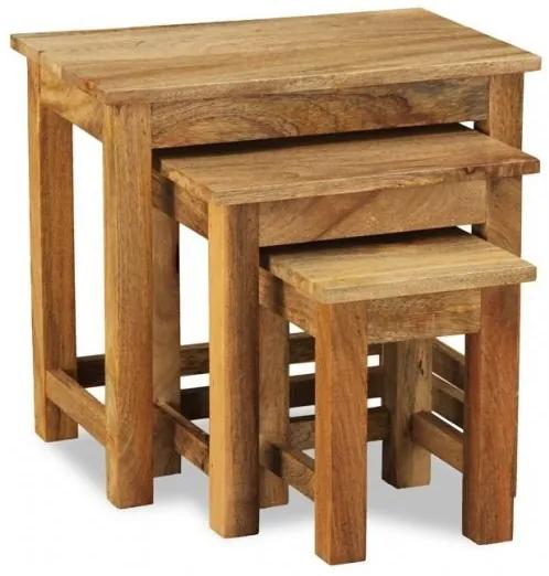 Indický nábytek - Odkládací stolky Hina 3 ks z mangového dřeva Mango natural