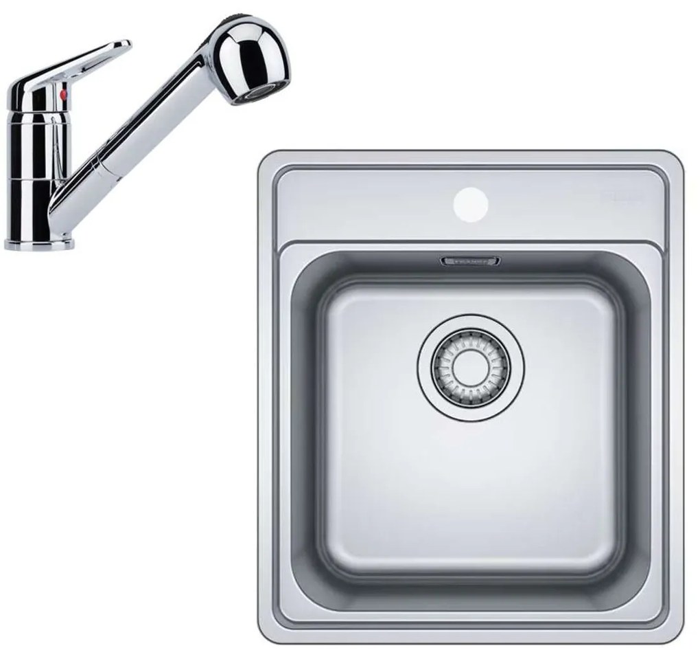Franke - Kuchyňský set N89, nerezový dřez BCX 610-42 a baterie FC 9547.031, chrom 101.0700.672