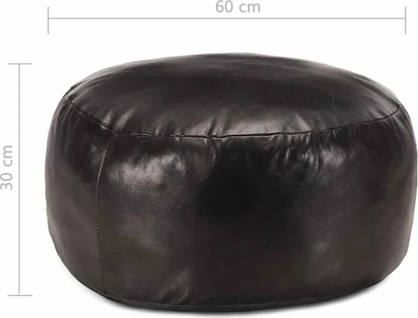 Sedací puf černý 60 x 30 cm pravá kozí kůže 248140