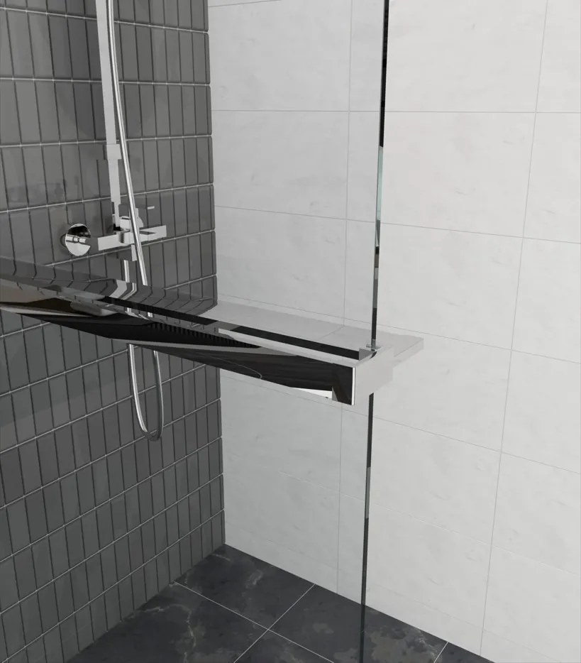 Erga Paris, polička/držák na ručníky pro sprchovou zástěnu (max. 140cm), chromová, ERG-V02-PARIS-SHELF-CR