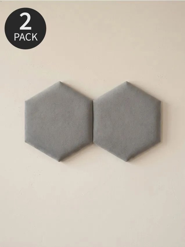 Sinsay - Čalouněné šestihranné stěnové panely 2 pack - šedá