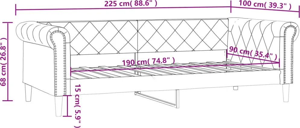 vidaXL Válenda 90 x 190 cm umělá kůže [354234] Barva: Černá