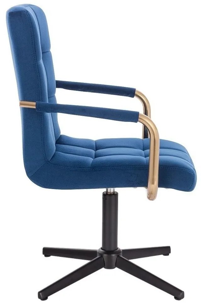 LuxuryForm DESIGN Otočná židle VERONA GOLD VELUR na černém kříži - modrá